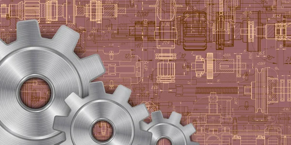 Technical Drawing Gears Black Background Engineering Technology Project ...