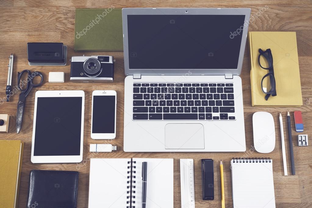 Top view responsive design desk — Stock Photo © Mactrunk #76357317