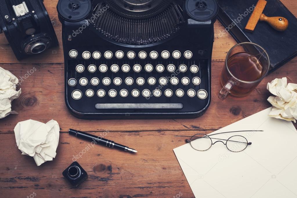 Retro typewriter hero header — Stock Photo © Mactrunk #94373396