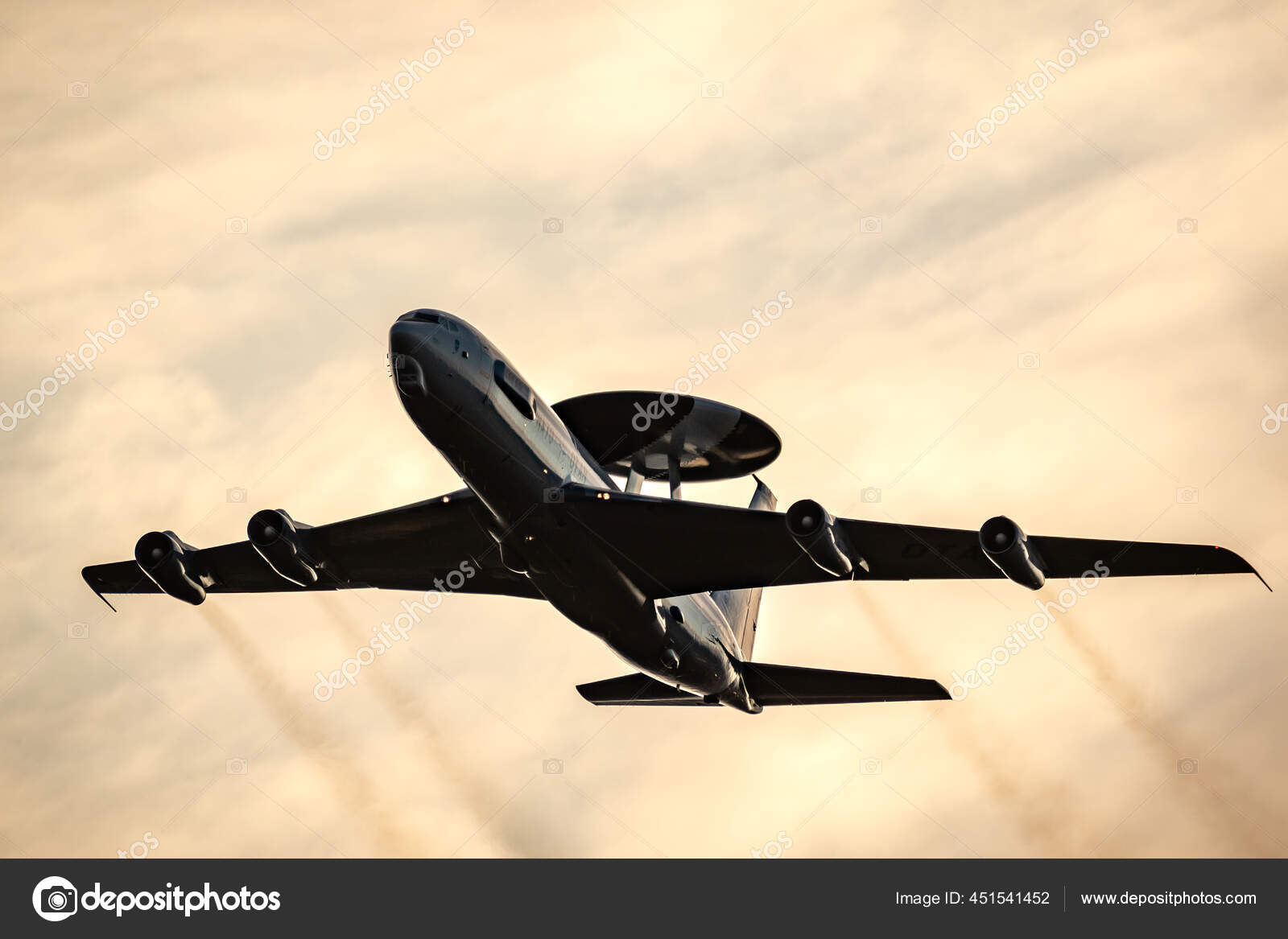 Nato Boeing Sentry Awacs Radar Plane Performing Low Pass Sanice — Stock ...