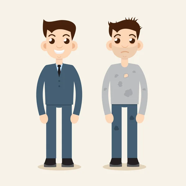 Rich and Poor Man Financial Differences Concept Stick Figure Pictogram ...