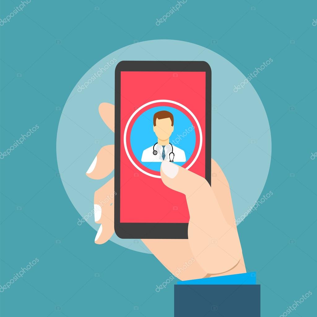 Mobile health with hand Stock Vector by ©AnSim 74438677