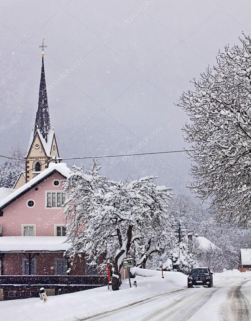 Austrian countryside under heavy snowfall – Stock Editorial Photo ...