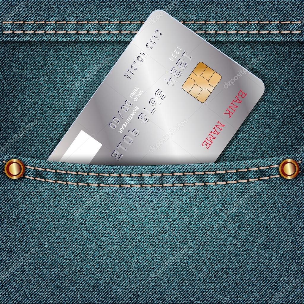 Jeans pocket with a single silver credit card. Stock Vector Image by ...