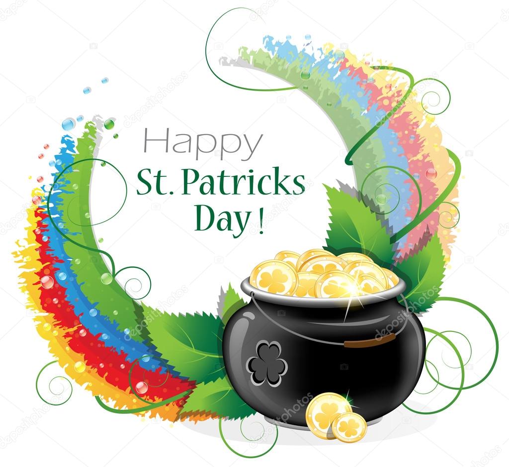Leprechaun pot of gold on rainbow Stock Vector Image by ©stekloduv ...
