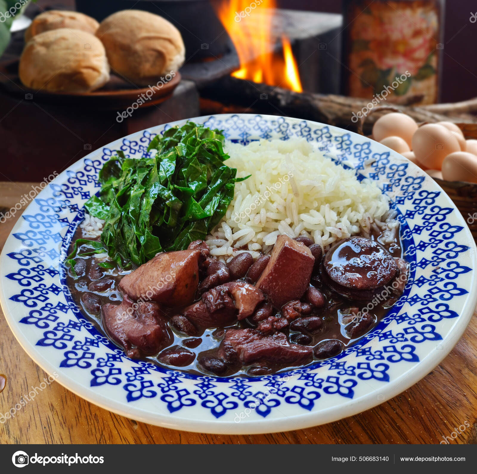 Traditional Brazilian Feijoada Cabbage Rice Stock Photo by ...