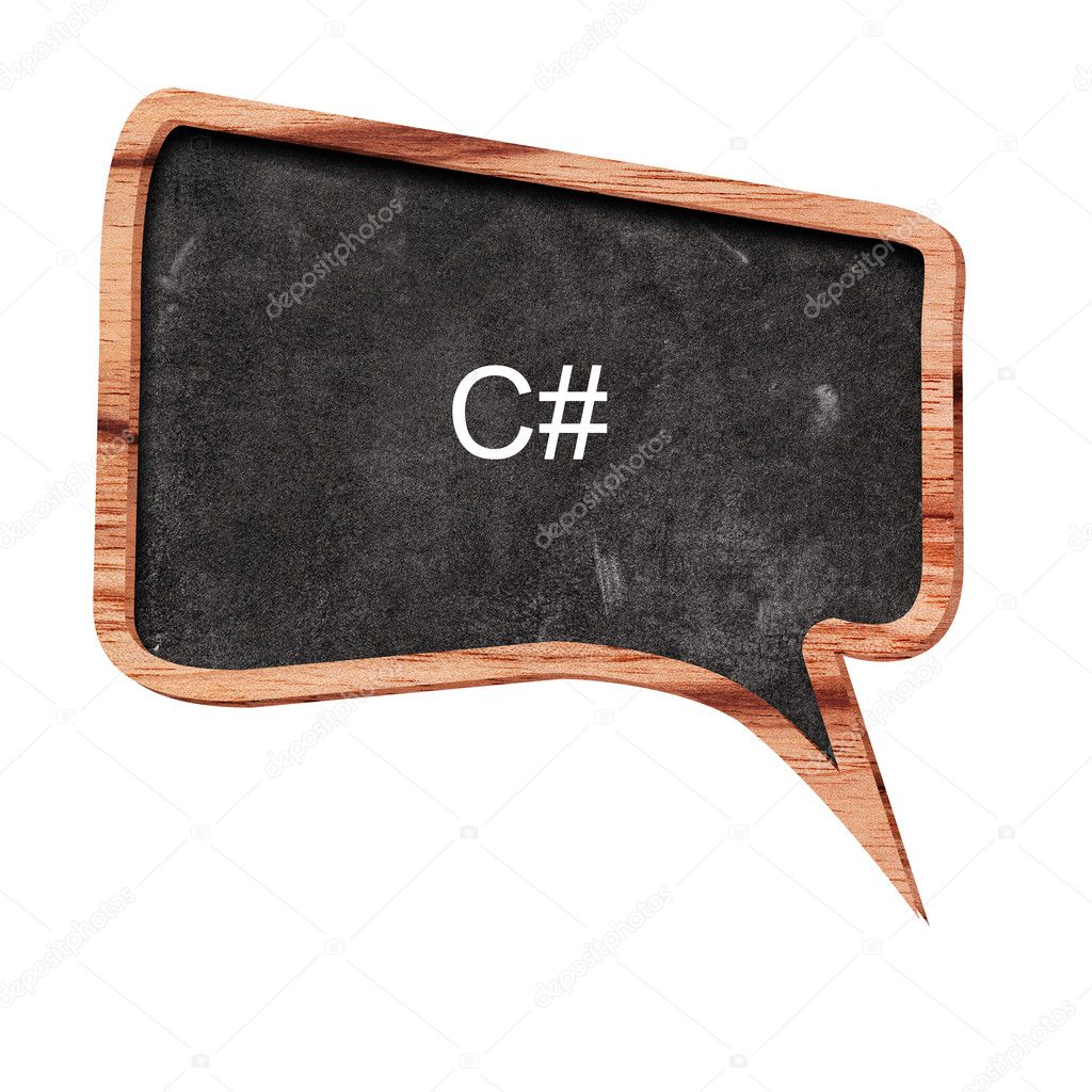 C sharp word concept on speech bubbles from wood on white background ...