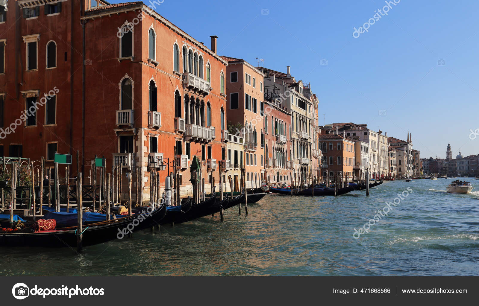 Historical Buildings Gondolas Grand Canal Venice Italy Stock Photo by ...