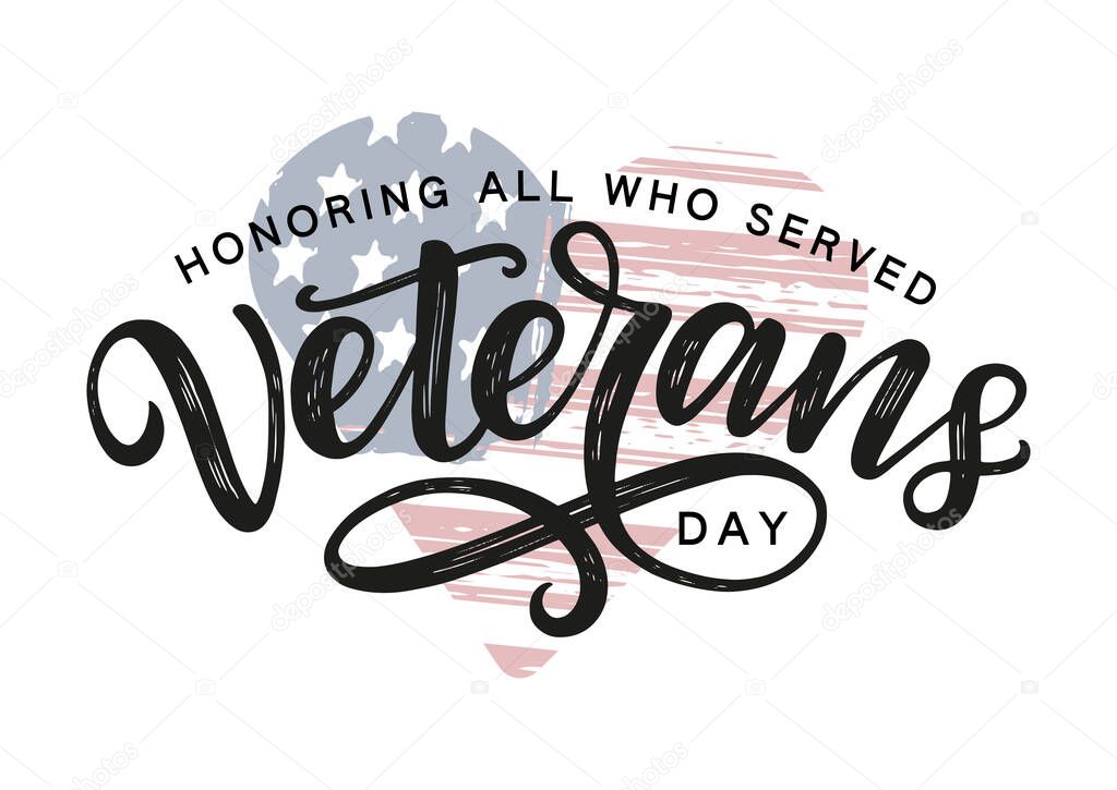 Cartel tipográfico del día de los veteranos. Veteranos mano del día ...