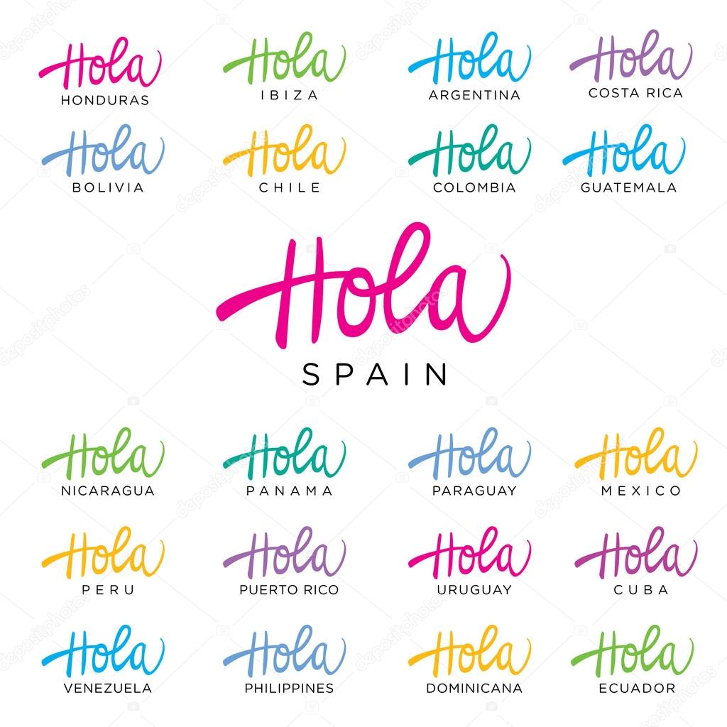 Hola Lettering Word Vector Set — Stock Vector © urazovsky.oleg #96108680