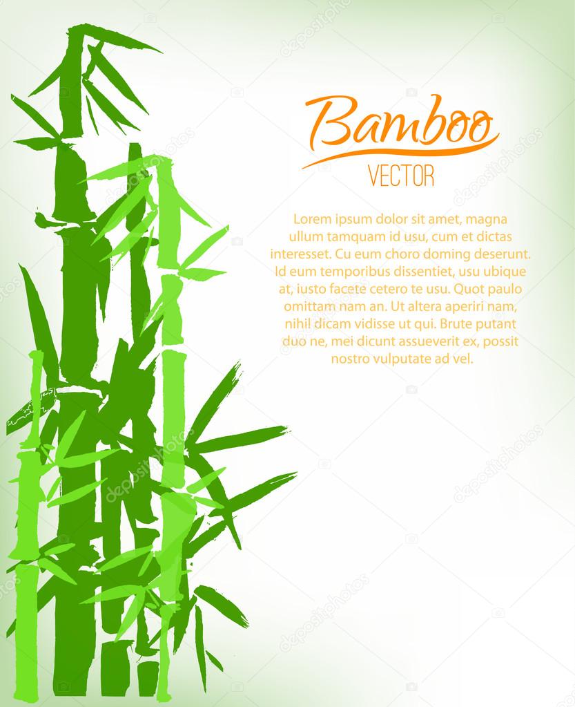 Bamboo bunch and leaves, chinese style painted card design template ...