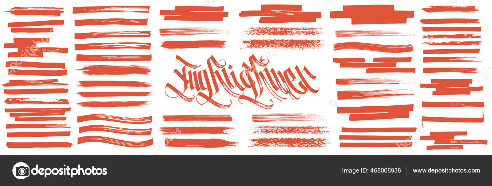 Orange Highlight brush lines. Marker color stroke, High quality ...