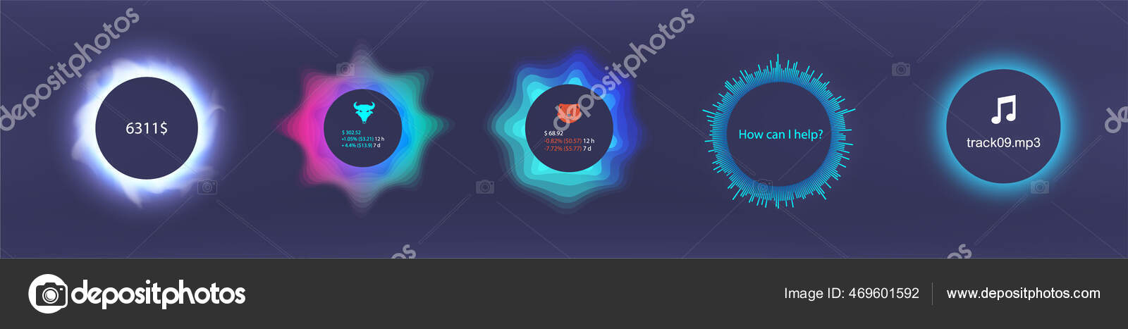 Elements for UI, UX, KIT and APP design. Circle indicator bar in ...