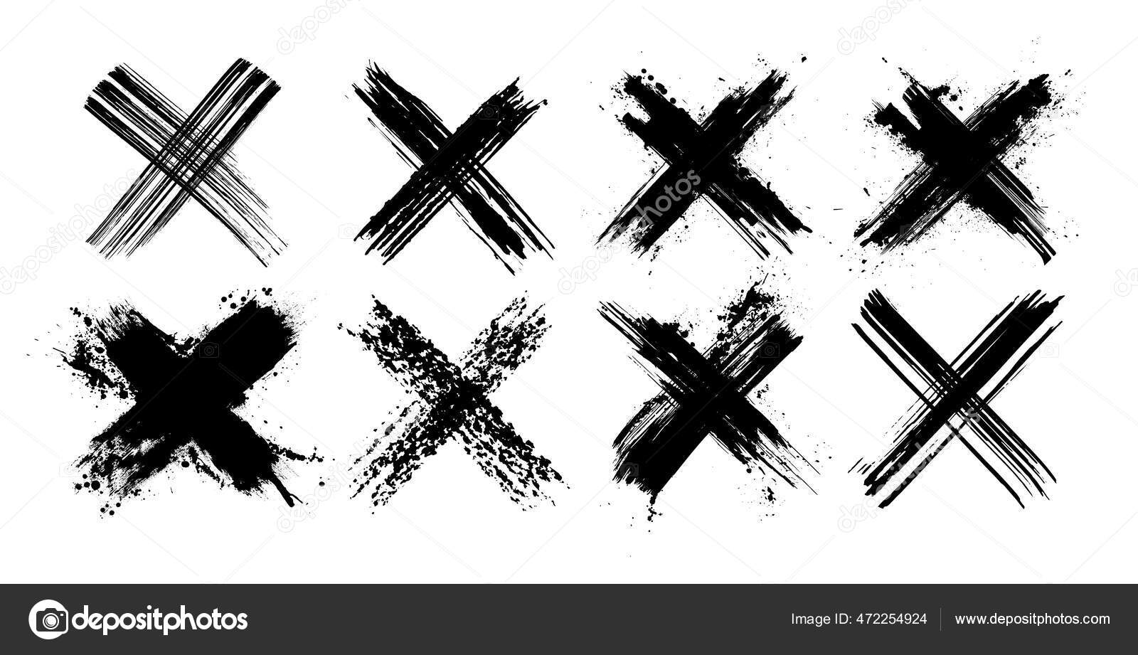X black mark collection. Eight very detailed and different crosses ...