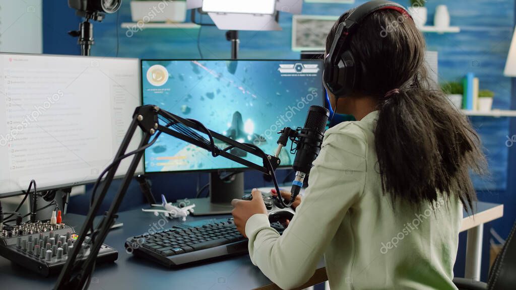 Streamer cyber rendimiento tirador espacial controlador de retención de videojuegos 2024