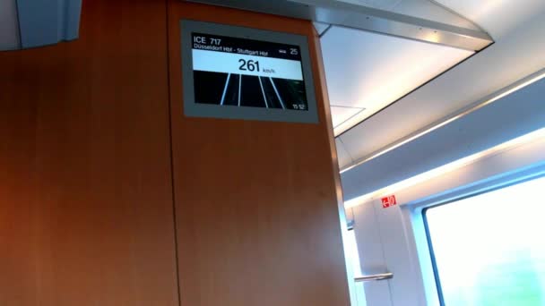 Electronic display indicating the speed of Intercity Express train ...