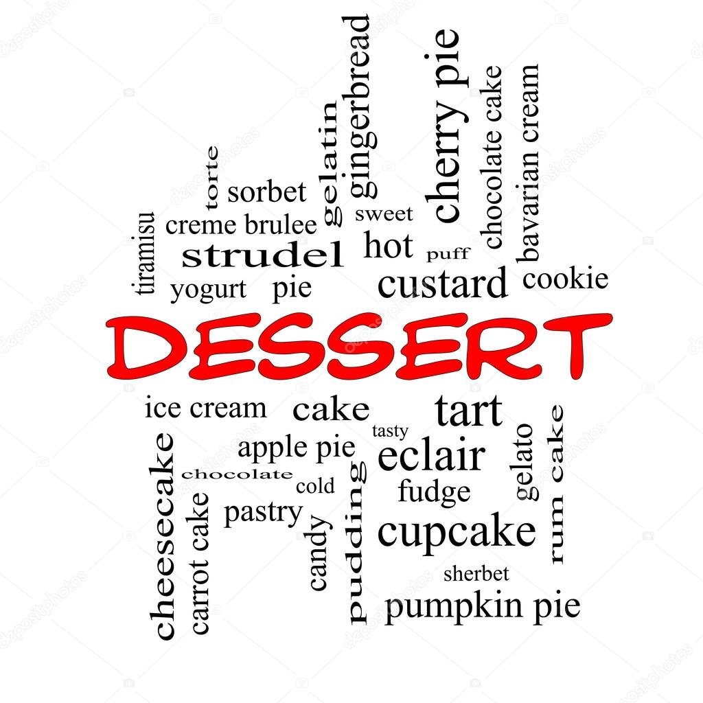 Dessert Word Cloud Concept in red caps — Stock Photo © mybaitshop #59408875