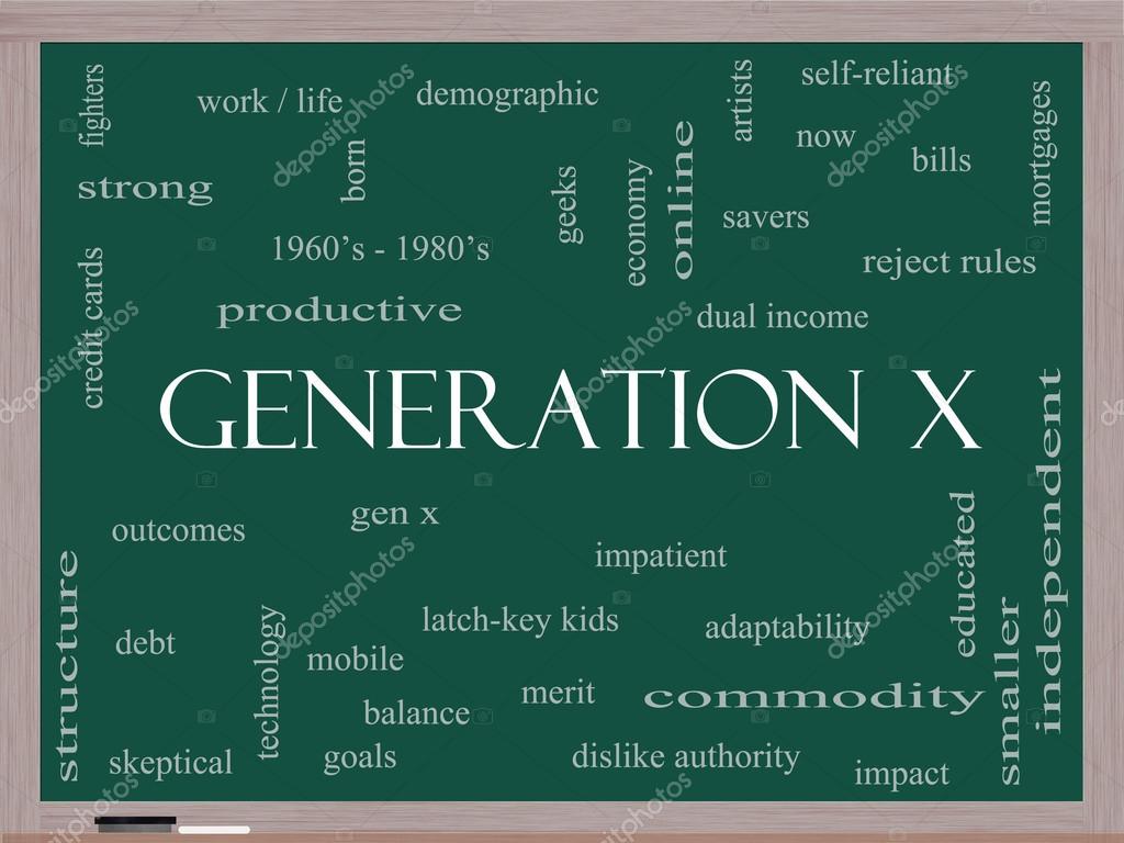 Generation X Word Cloud Concept on a Blackboard Stock Photo by ...