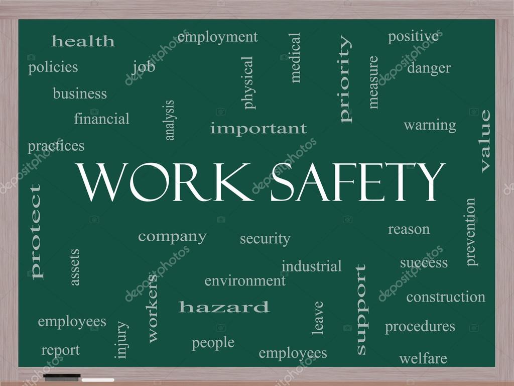 Work Safety Word Cloud Concept on a Blackboard — Stock Photo ...