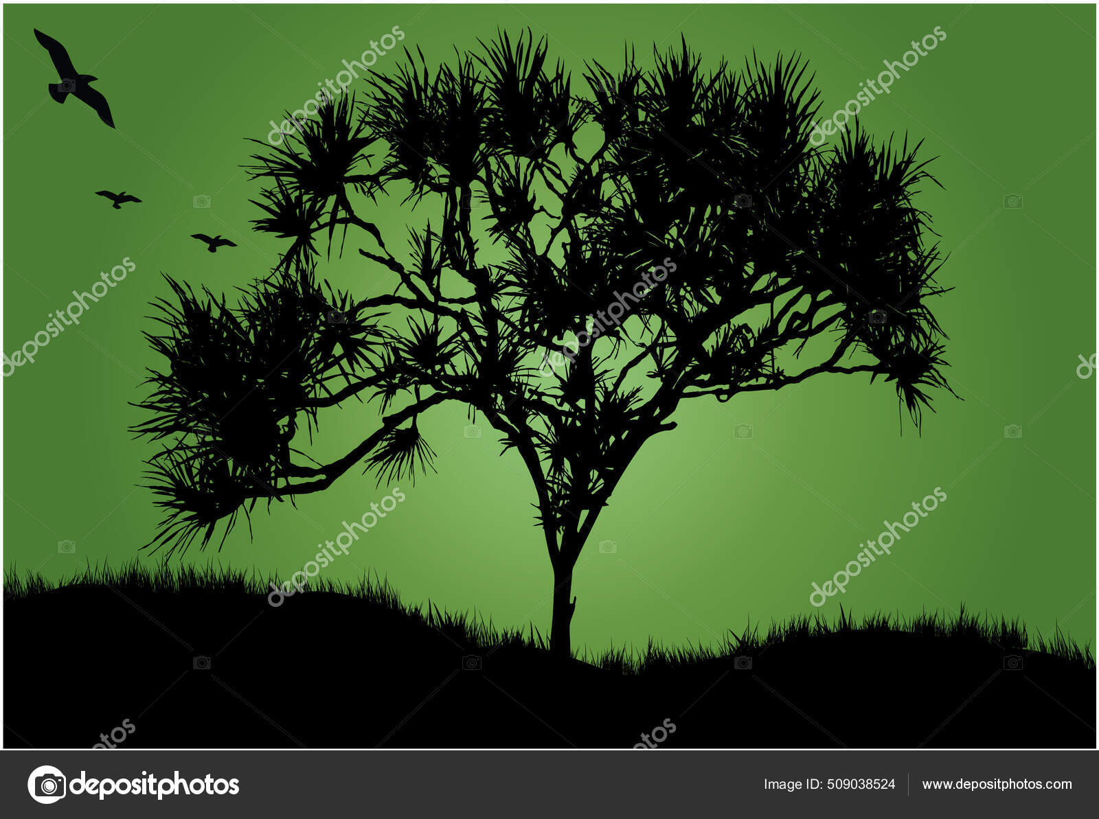 One Pandanus Tree Green Background Stock Vector by ©ekays 509038524