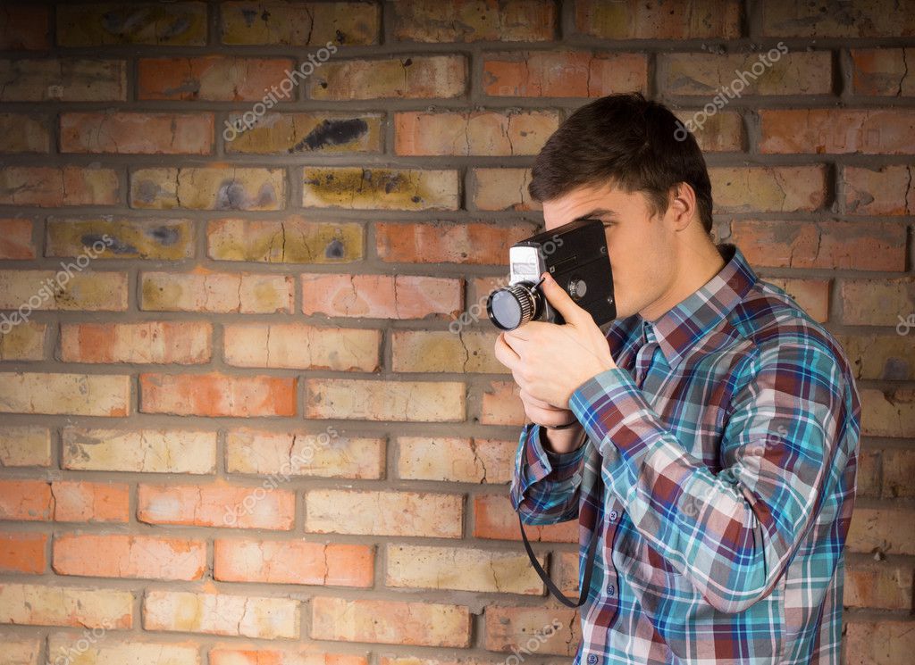 Man Recording Something Using Portable Device — Stock Photo ...