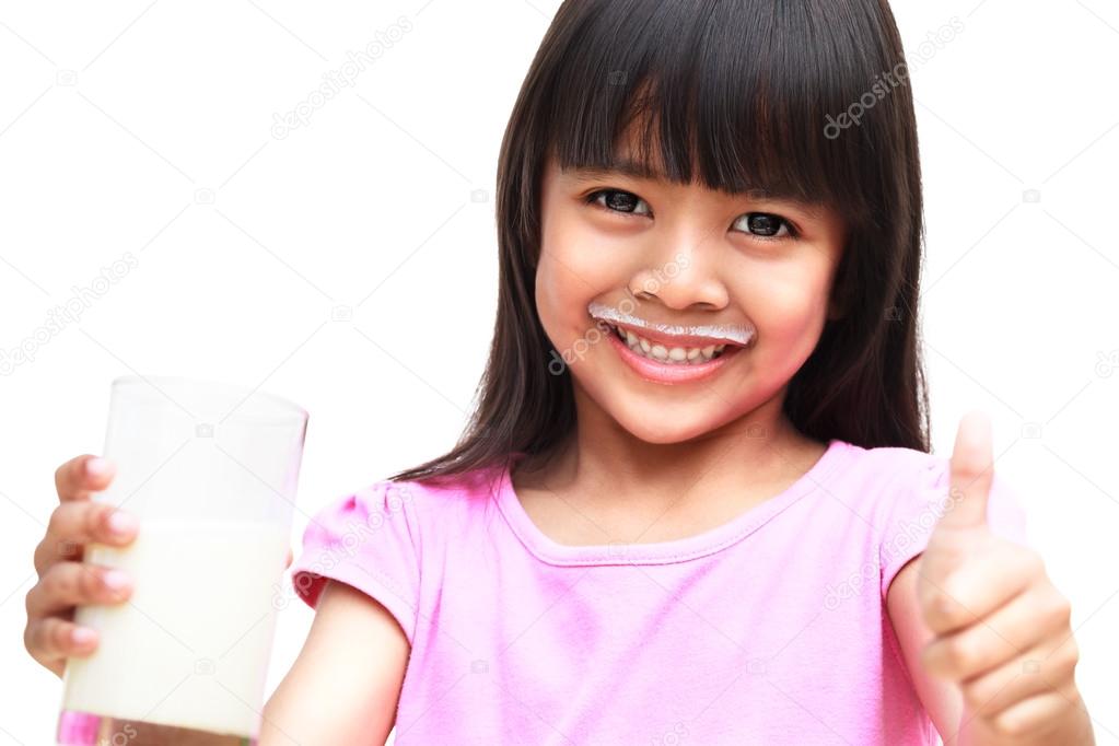Smiling little girl with a glass of milk — Stock Photo © pat138241 ...