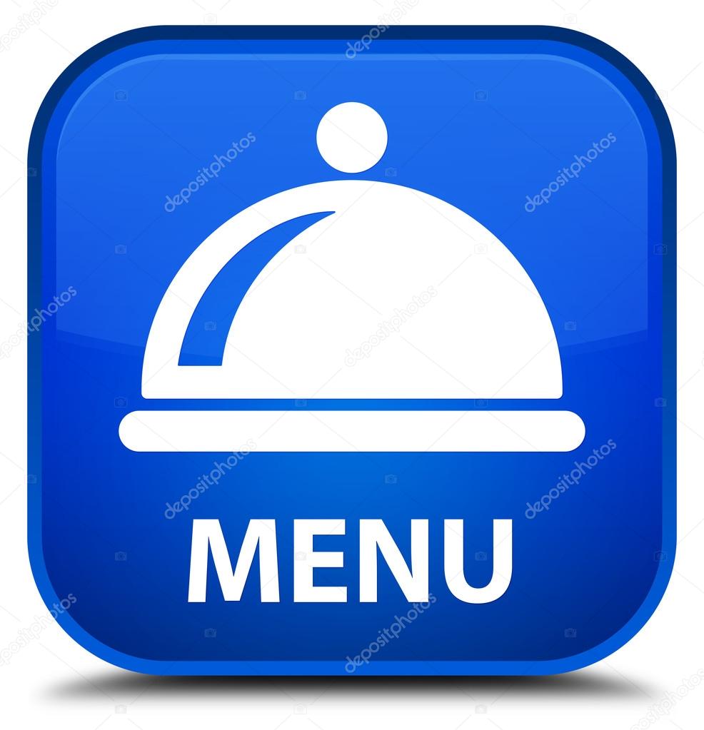 Menu (food dish icon) blue square button — Stock Photo © FR_Design ...