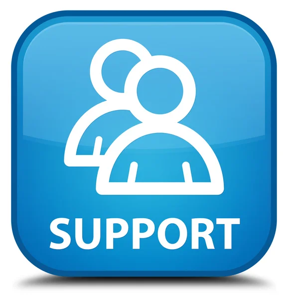 Support (Customer care team icon) glassy red ribbon on glossy blue square button Stock ...