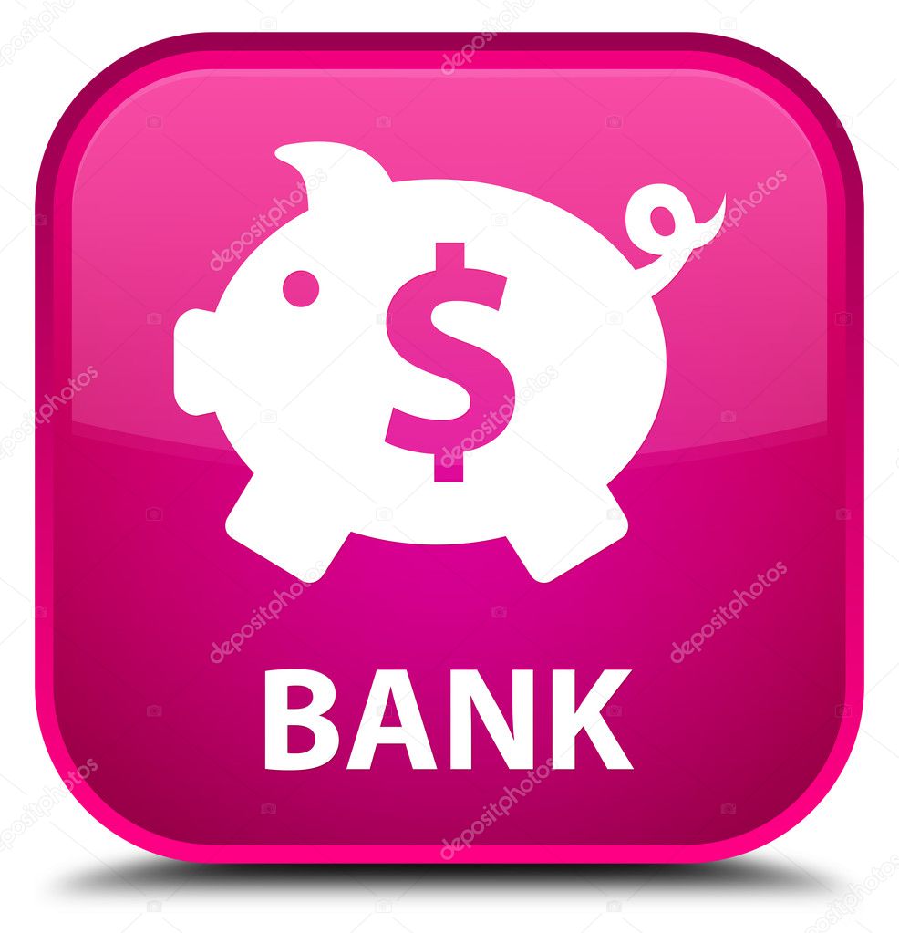 Bank (piggy box dollar sign) pink square button — Stock Photo © FR ...
