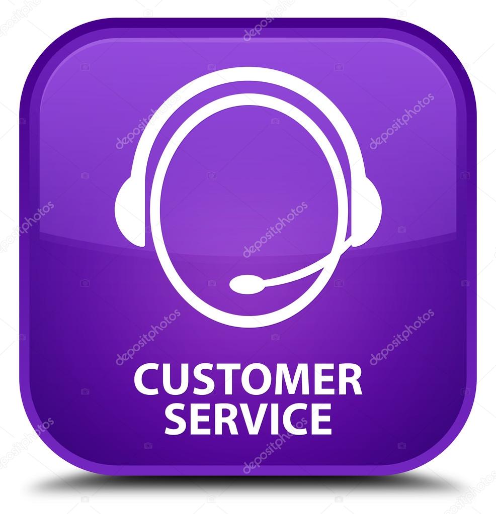 Customer service (customer care icon) purple square button — Stock ...