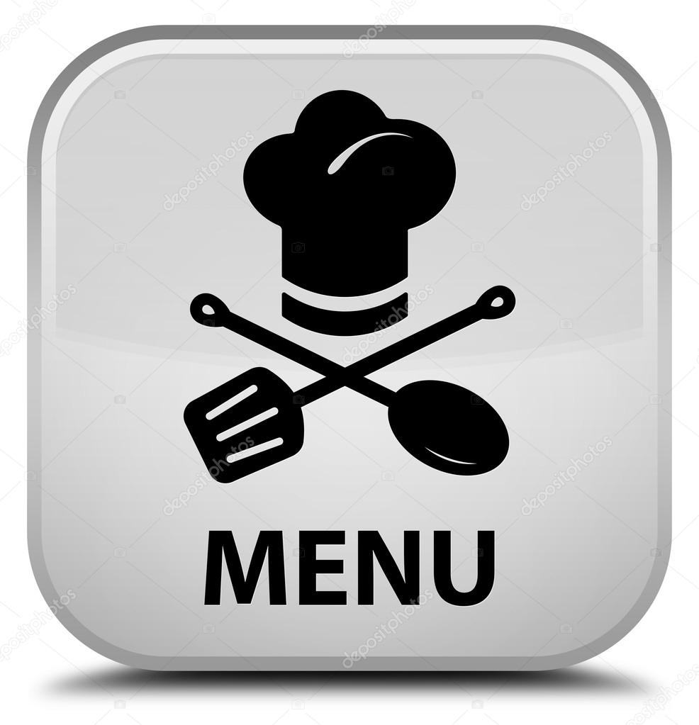 Menu (restaurant icon) white square button — Stock Photo © FR_Design ...