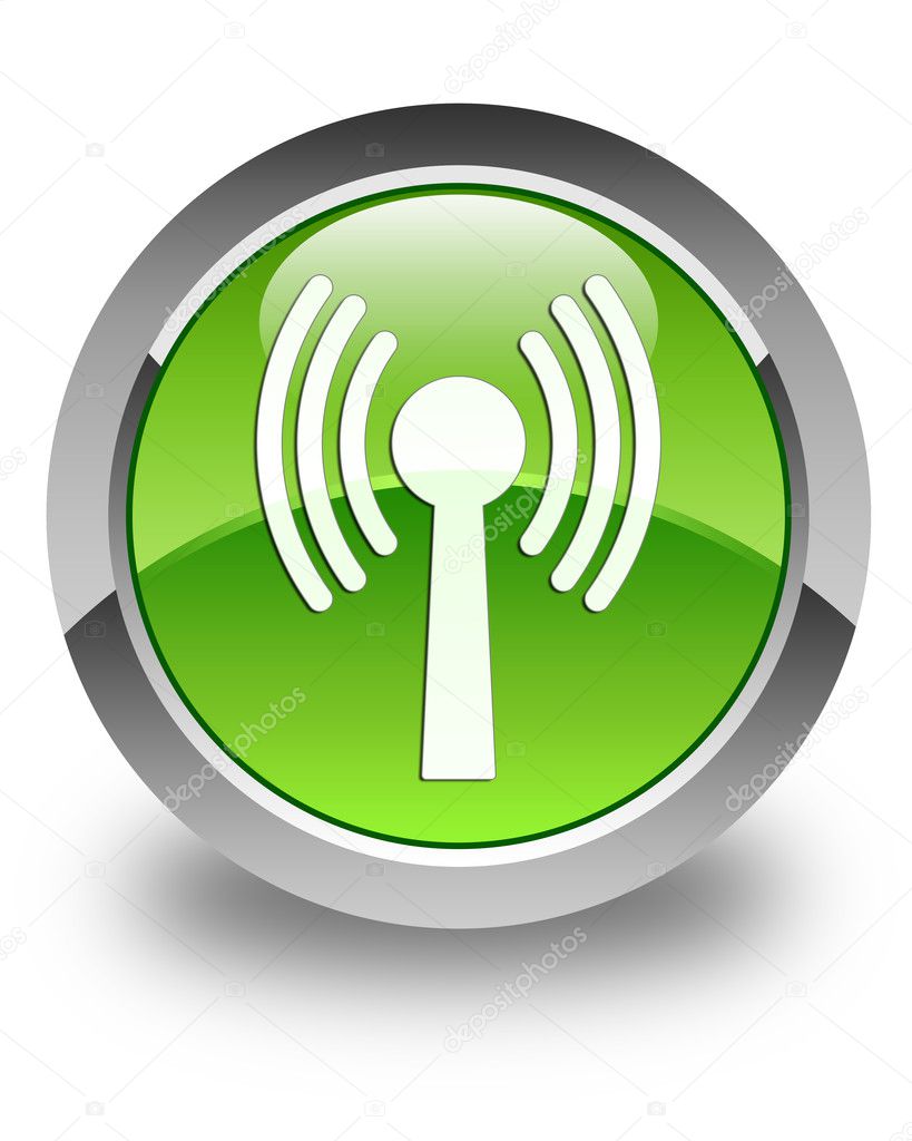 Wlan network icon glossy green round button — Stock Photo © FR_Design ...
