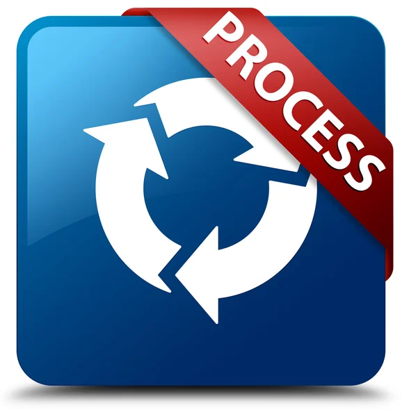 Process (update icon) glossy blue square button — Stock Photo ...