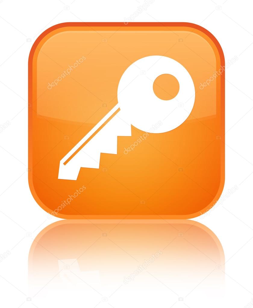 Key icon glossy orange reflected square button — Stock Photo © FR ...