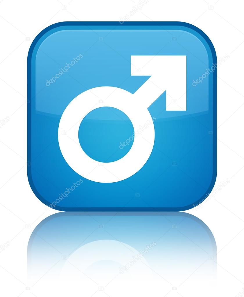 Male sign icon glossy blue reflected square button — Stock Photo © FR ...