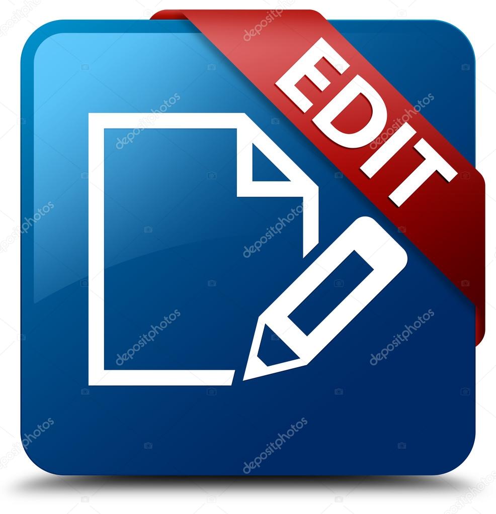 Edit glassy red ribbon glossy blue square button — Stock Photo © FR ...