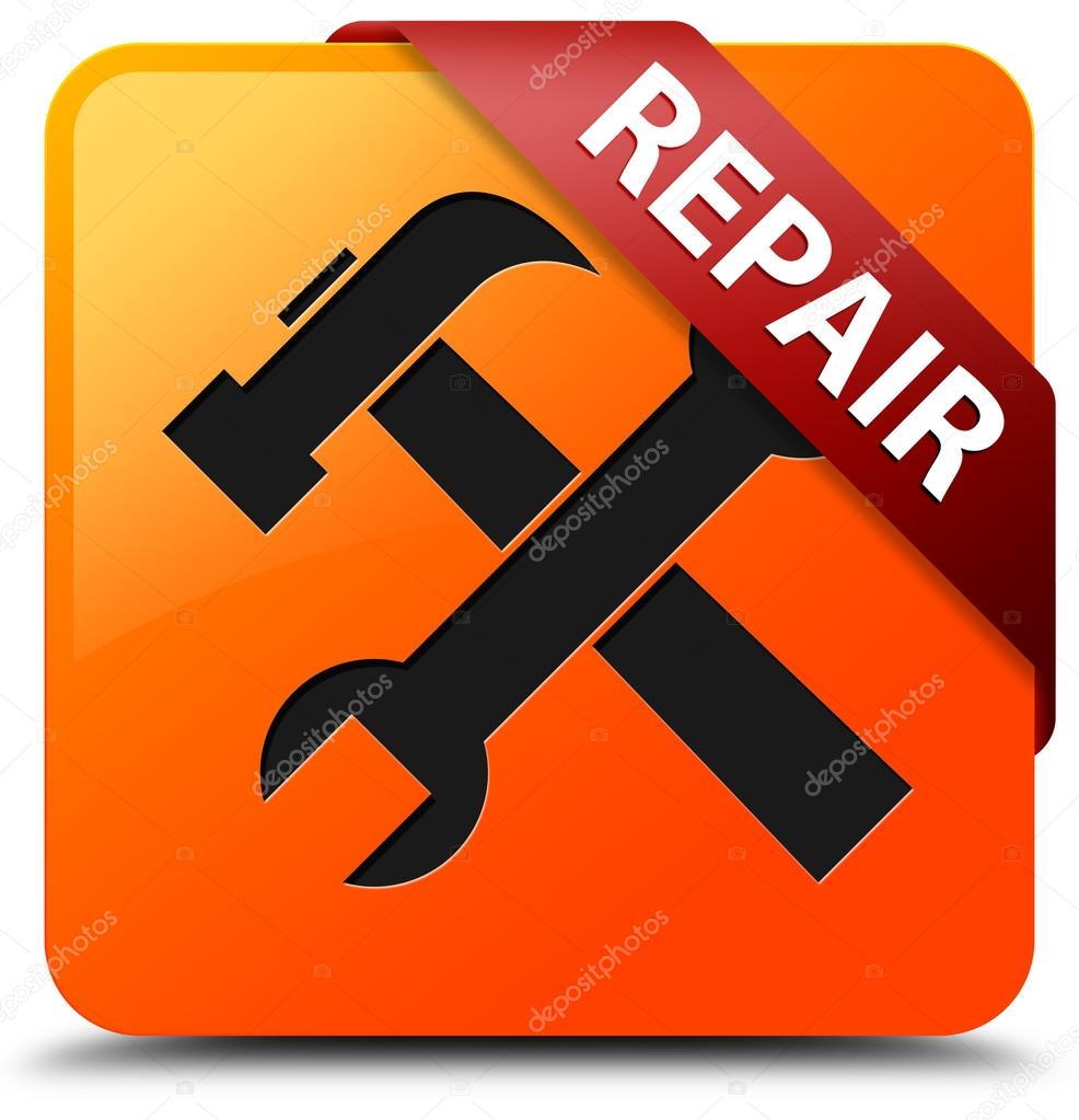 Repair glossy yellow square button — Stock Photo © FR_Design #56515287