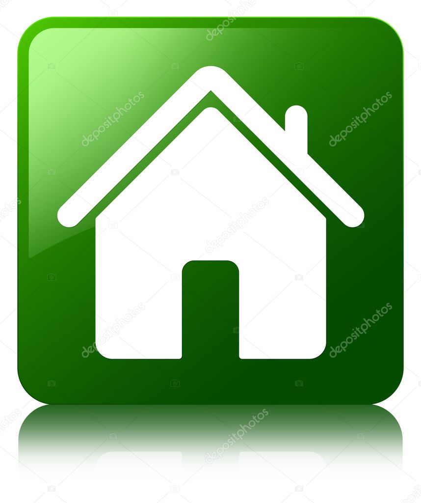 Home icon glossy green reflected square button — Stock Photo © FR ...
