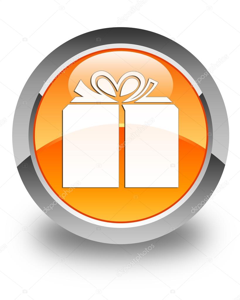 Gift box icon glossy orange round button Stock Photo by ©FR_Design 56794343