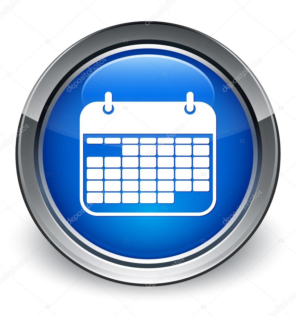 Icono del calendario brillante botón azul: fotografía de stock © FR ...