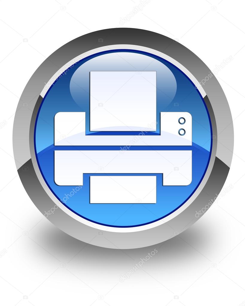 Printer icon glossy blue round button — Stock Photo © FR_Design #72112569