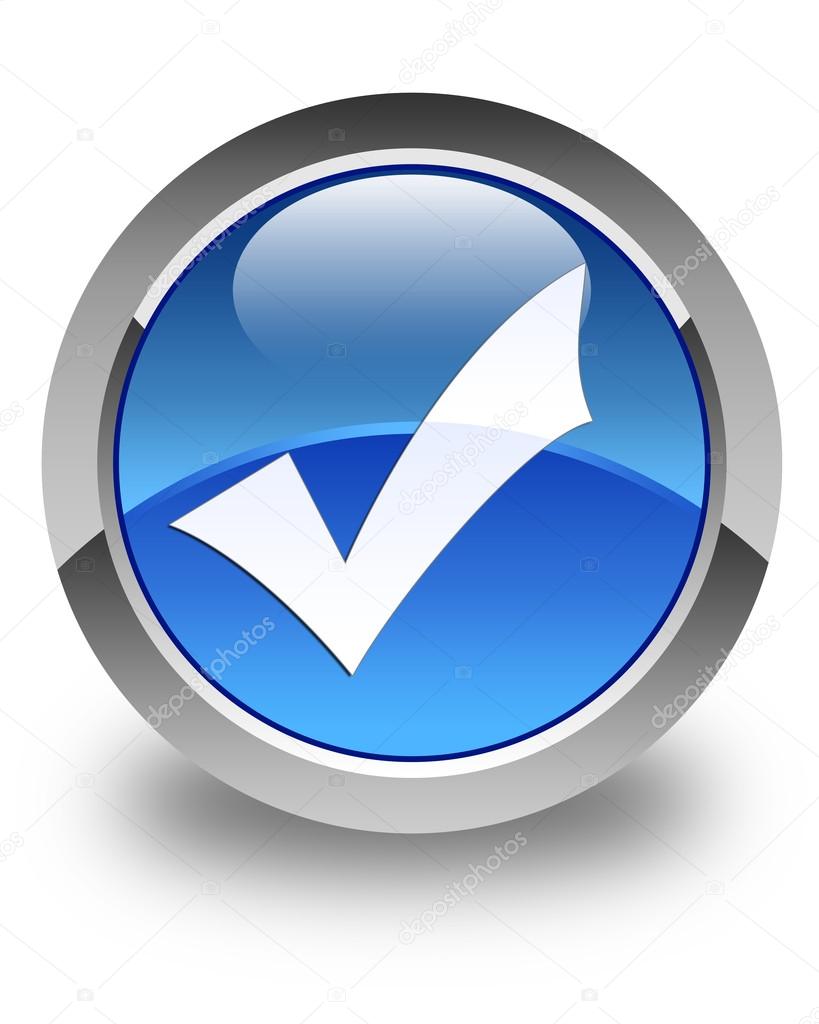 Icône de validation bouton rond bleu brillant — Photo de stock par ©FR ...