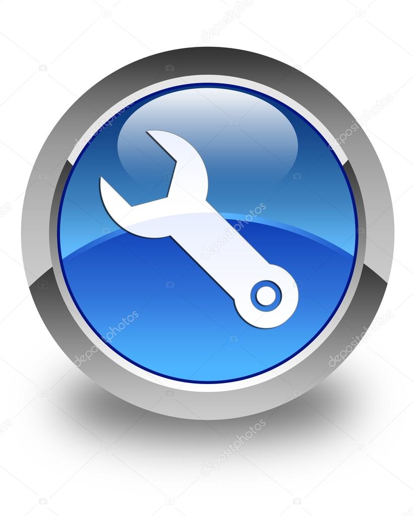 Wrench icon glossy blue round button — Stock Photo © FR_Design #72113851