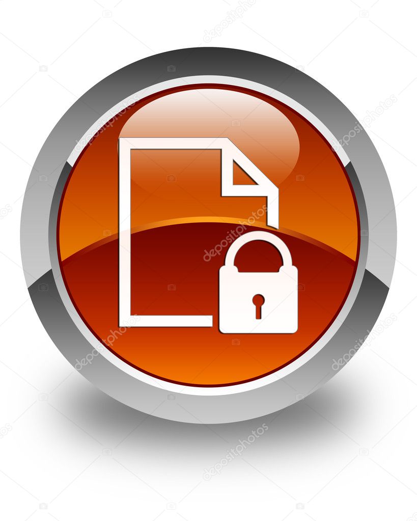 Secure document icon glossy brown round button — Stock Photo © FR ...