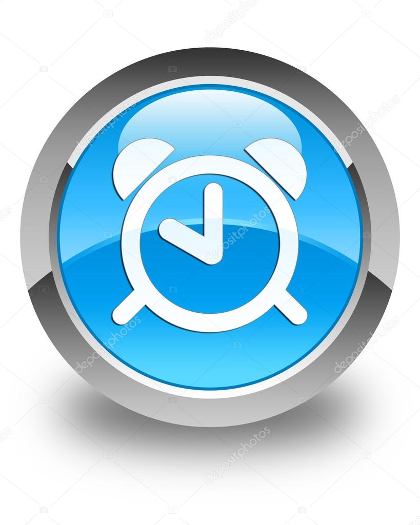 Alarm clock icon glossy cyan blue round button — Stock Photo © FR ...