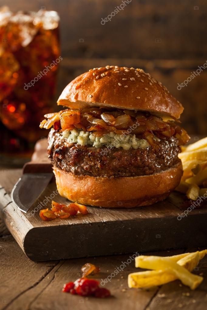 Juicy Blue Cheese Hamburger — Stock Photo © bhofack2 #73953503