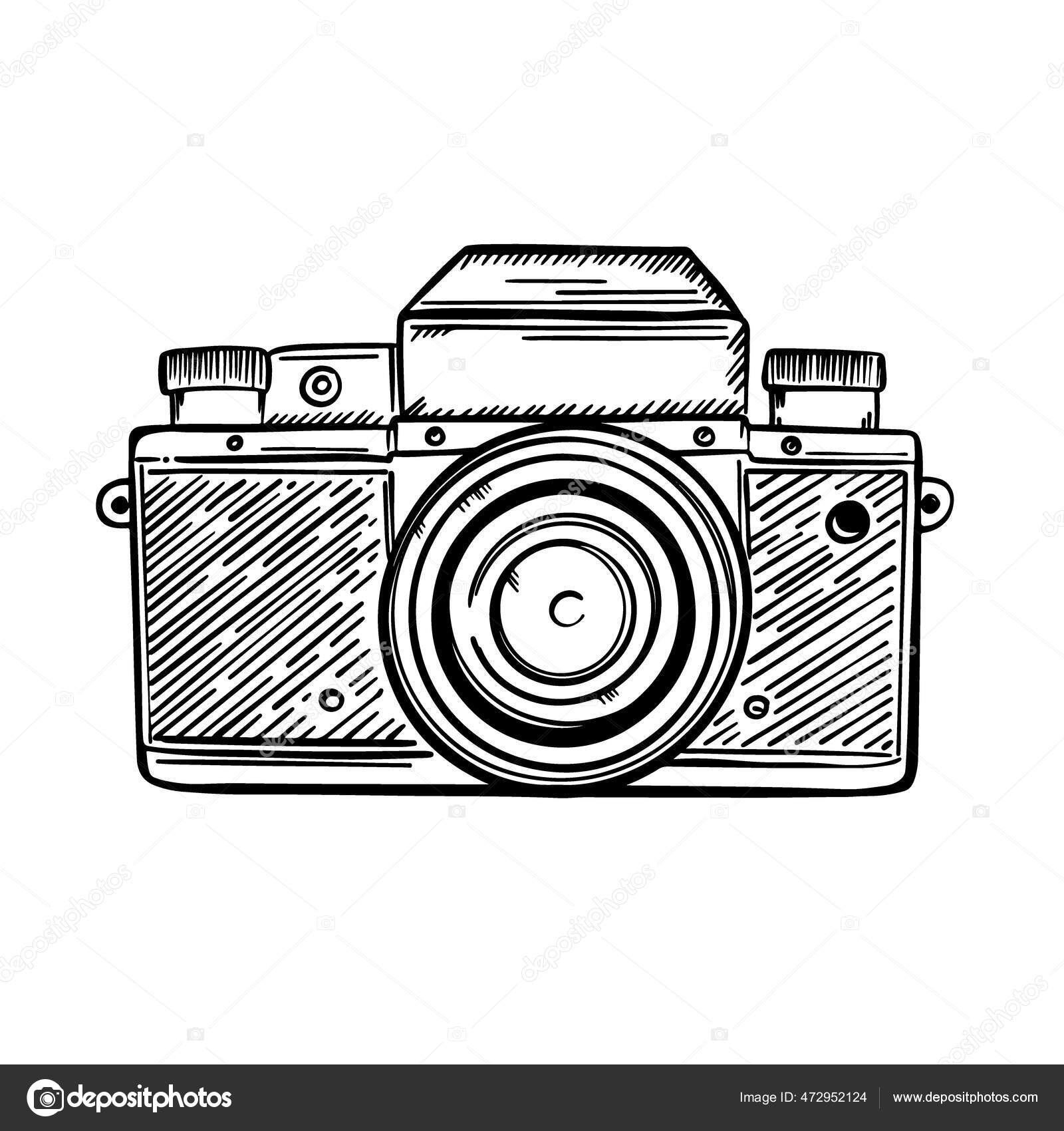Photocamera Retro Professional Technique Century Monochrome Drawing ...