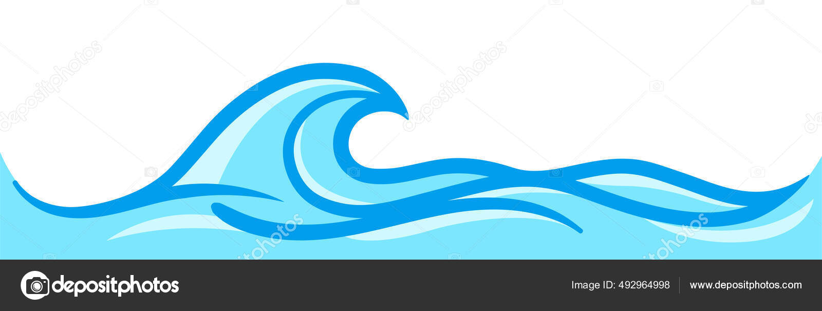 Water Waves Ocean Graphic Symbol Light Blue Color Water Ripples Stock ...