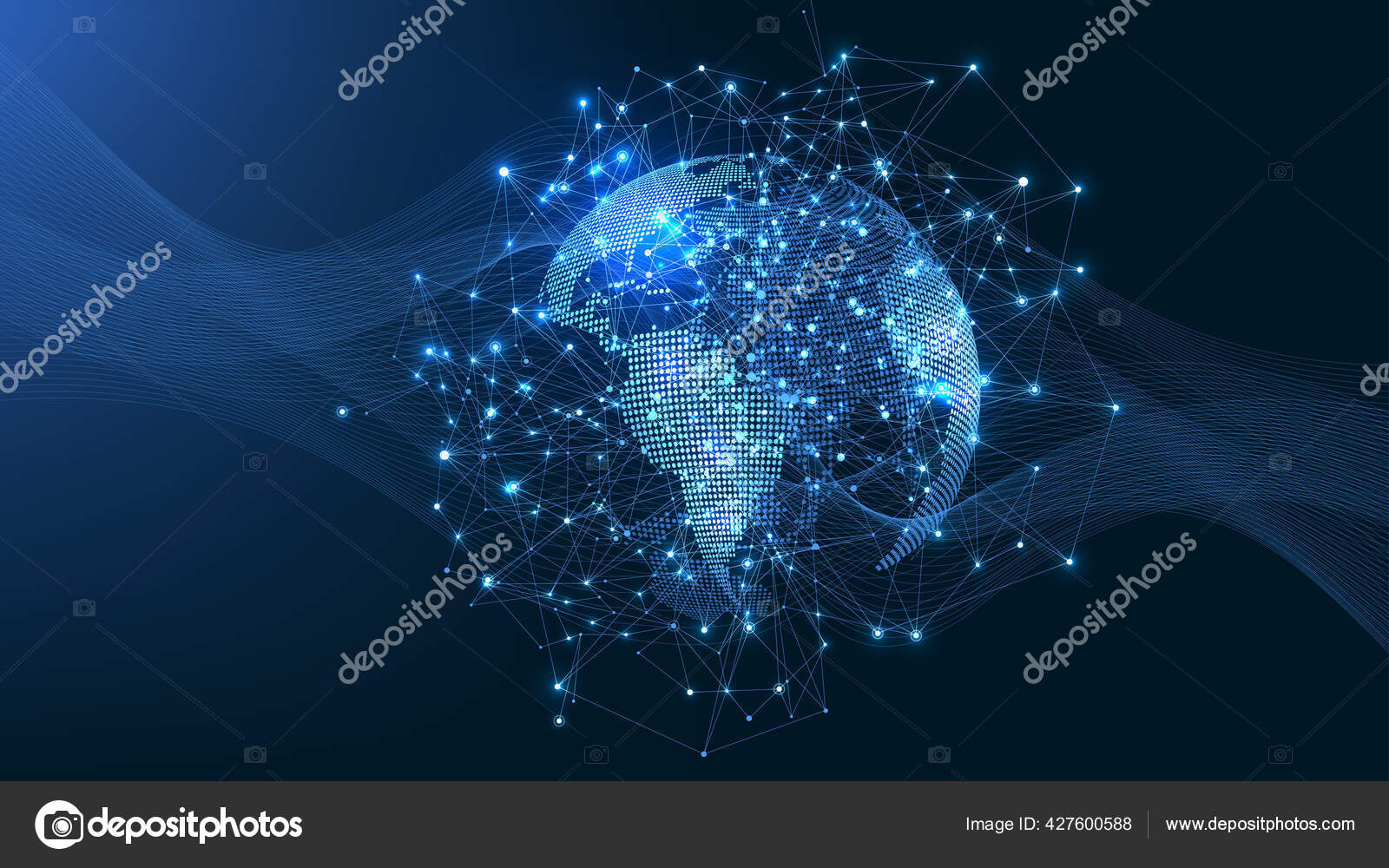 Global network connection concept. Big data visualization. Social network communication in the ...