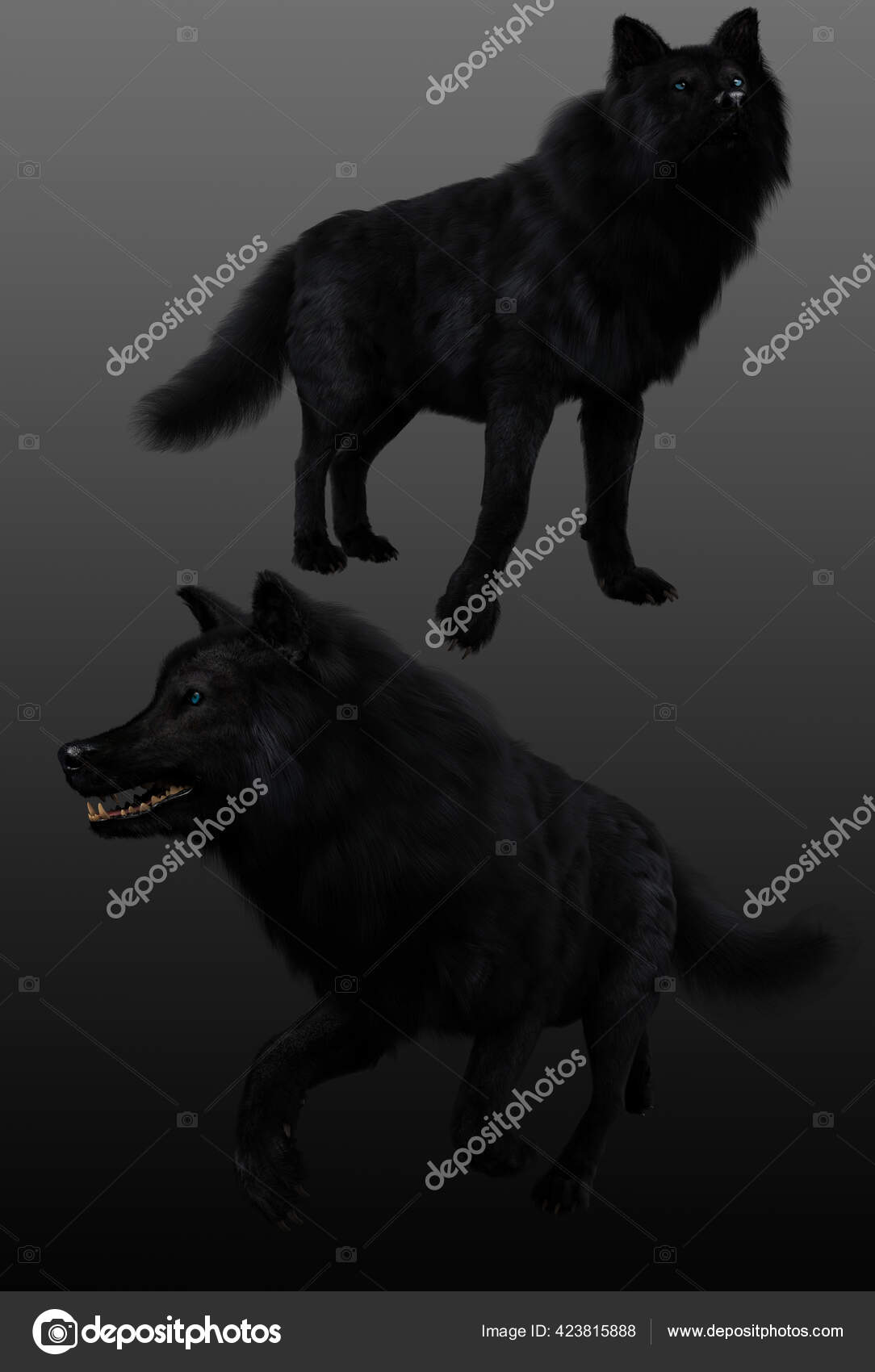 Fantasy Dire Wolves Action Poses Cgi — Stock Photo © Ravven #423815888